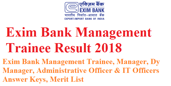 Exim Bank Management Trainee Result 2018 | Manager Answer Keys