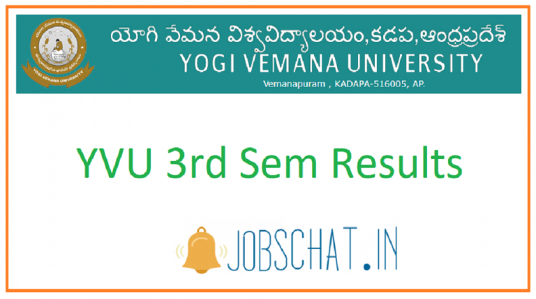 YVU 3rd Sem Results 2021 - BA, BSc, BEd, B.Tech, MSc, MEd